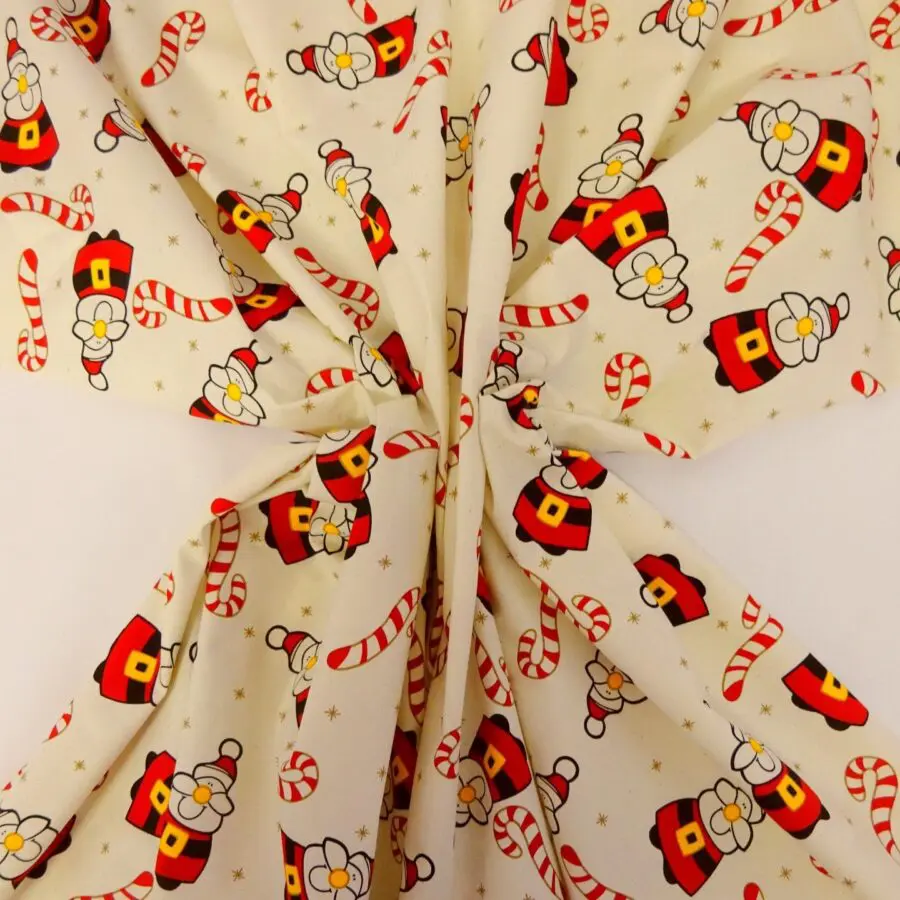 Christmas Cotton Fabric Santa And The Candy Canes | Fabric Land