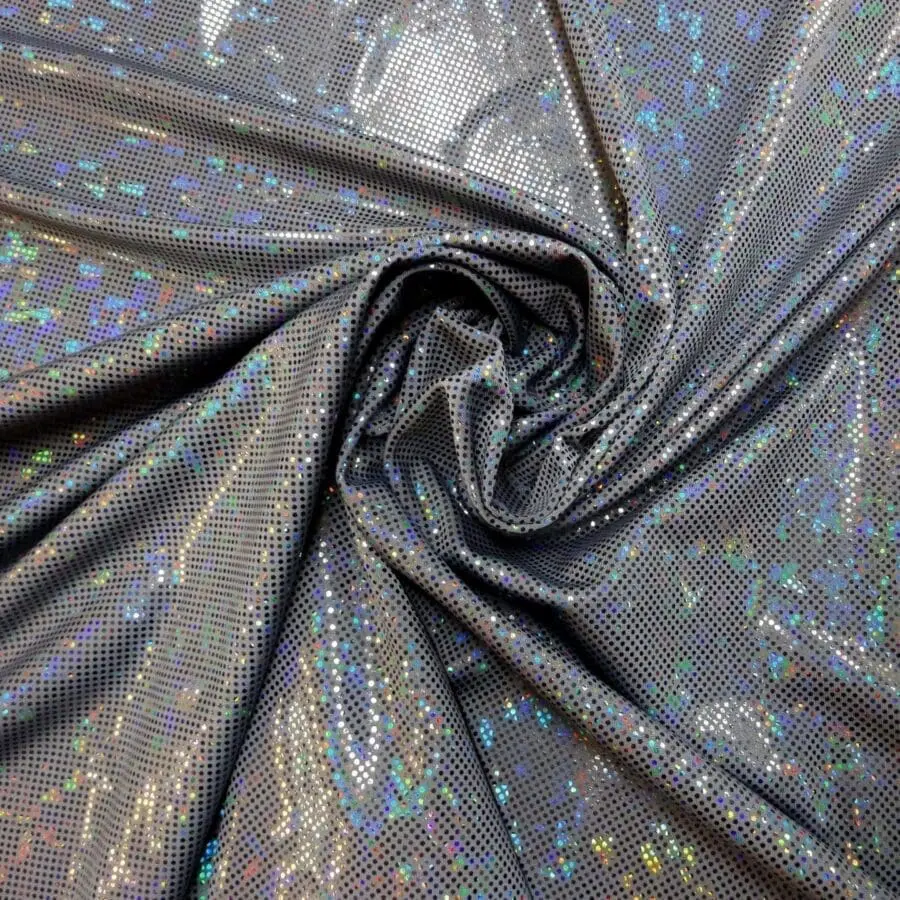 Lycra Hologram Fabric Shattered Glass Grey Hologram | Fabric Land