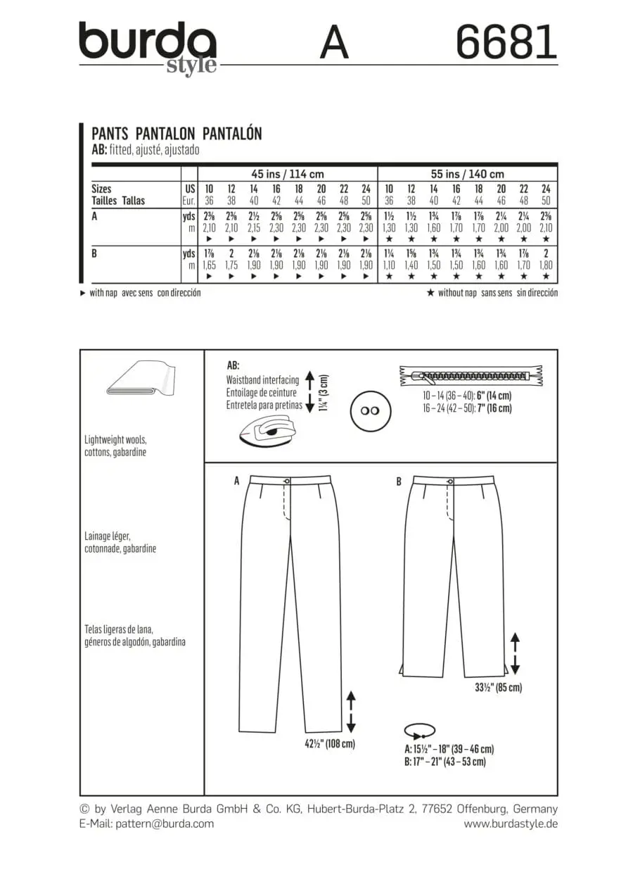 Burda Sewing Pattern 6681 | Fabric Land
