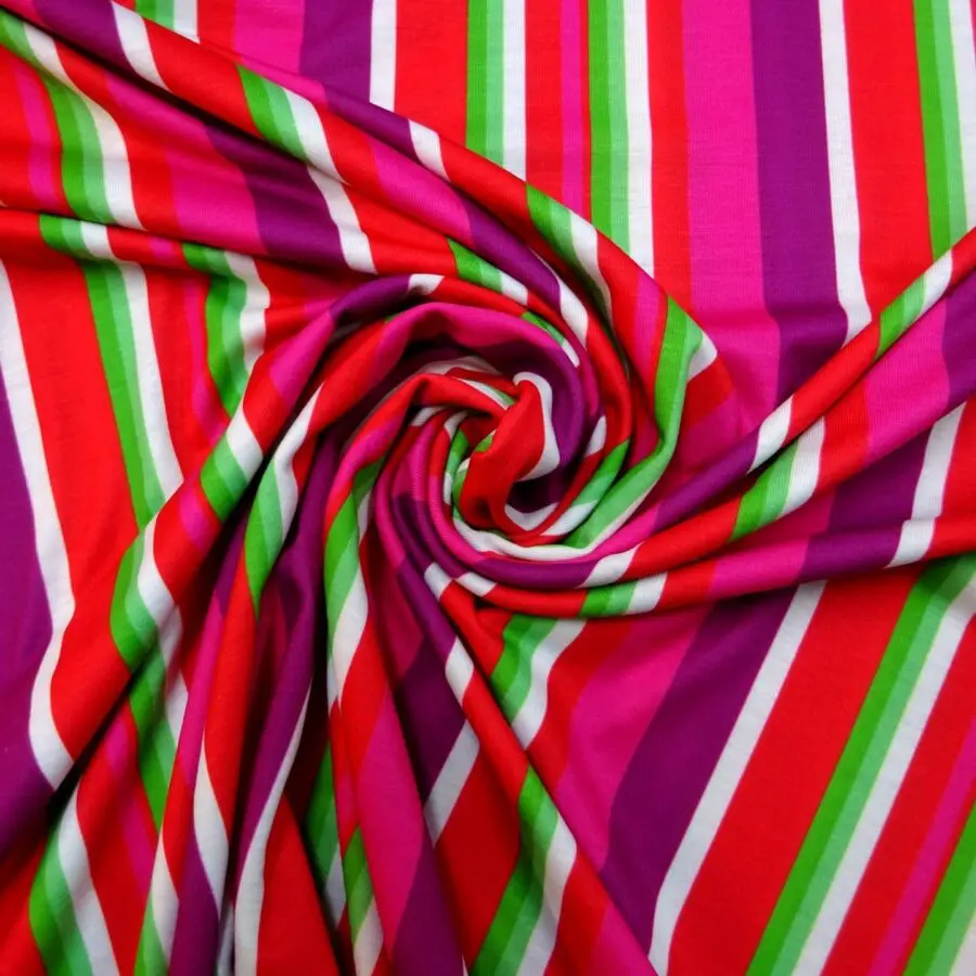 T-Shirting Fabric Stripe Wimbledon Raspberry Pink | Fabric Land