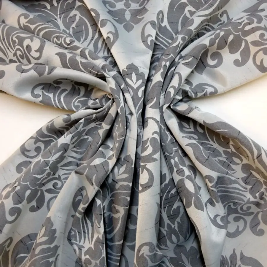 Curtain Fabric Satin Finish Georgian Fleur De Lys | Fabric Land