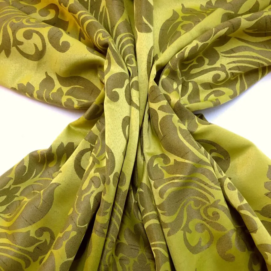Curtain Fabric Satin Finish Georgian Fleur De Lys | Fabric Land