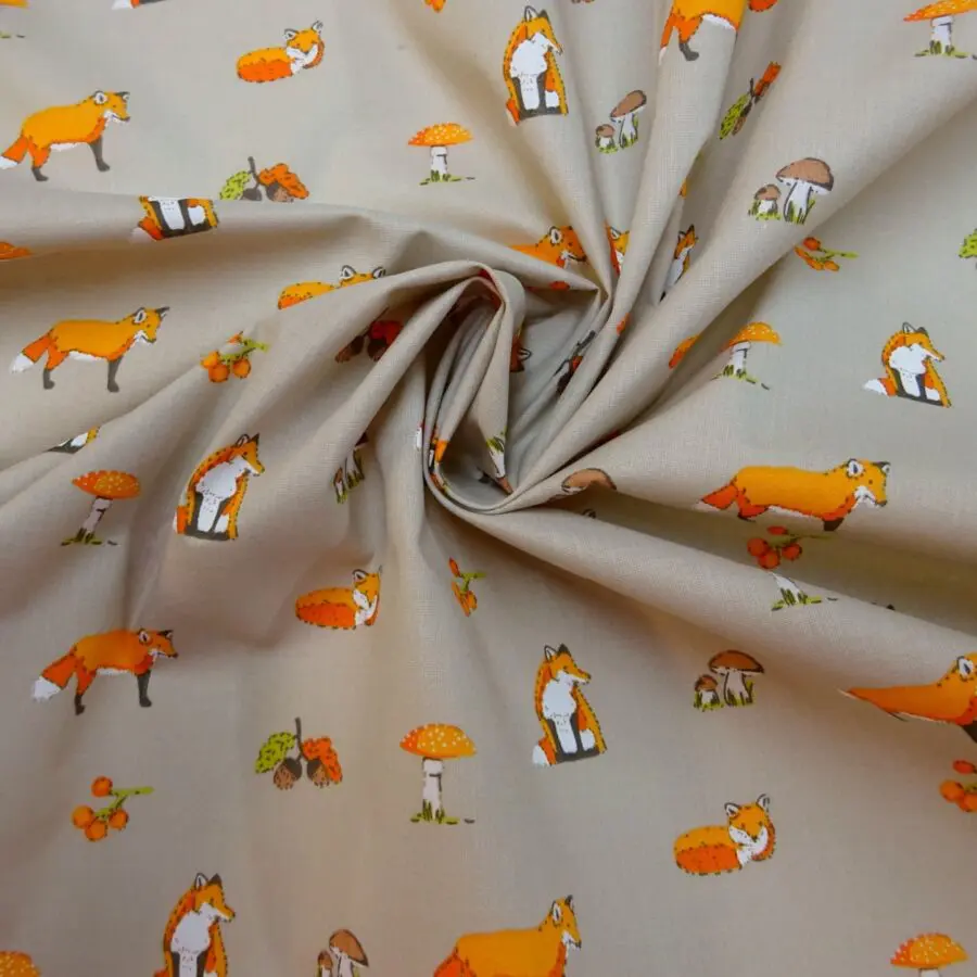 Polyester Cotton Fabric Foxy Woodland | Fabric Land