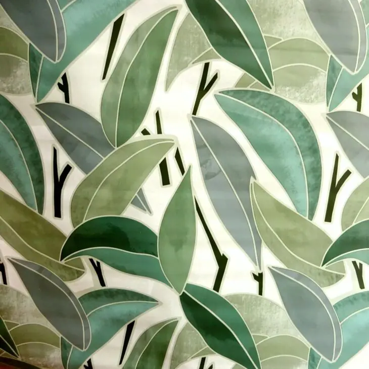 PVC Tabling Fabric Fallen Leaves Green | Fabric Land