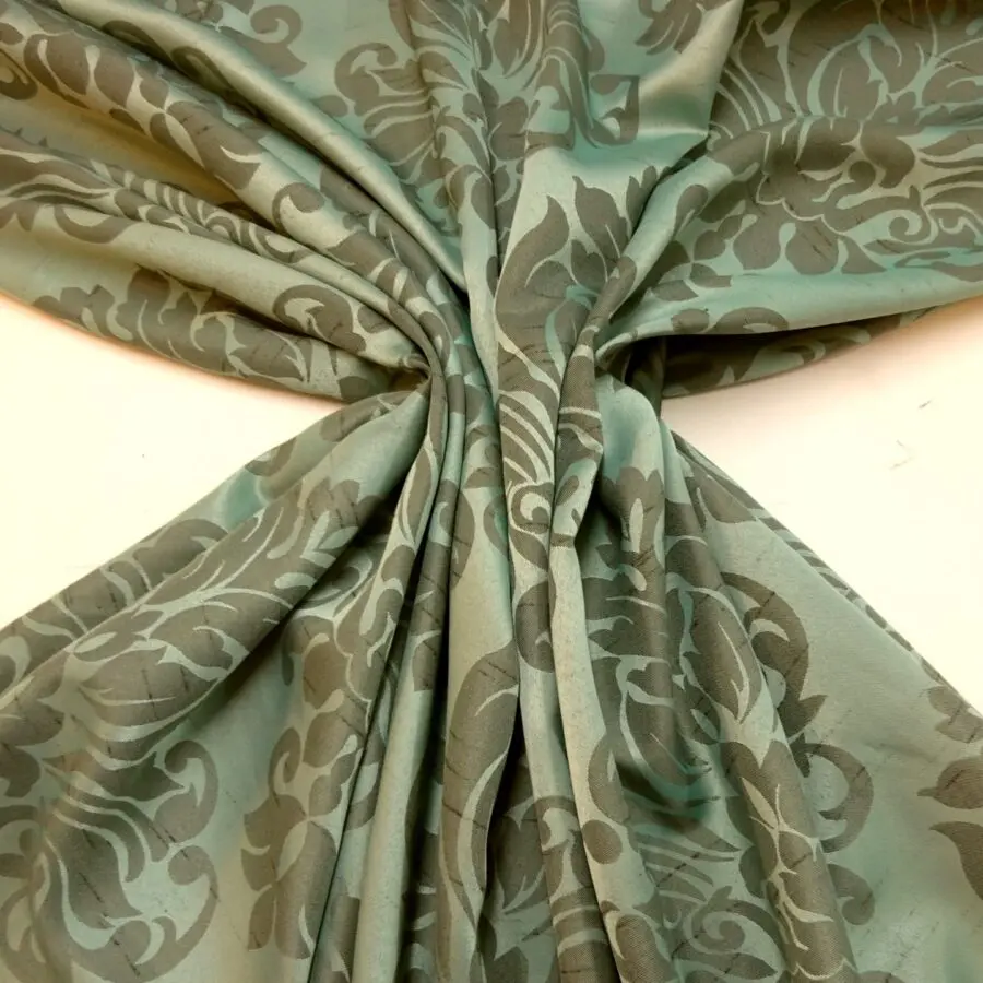 Curtain Fabric Satin Finish Georgian Fleur De Lys | Fabric Land