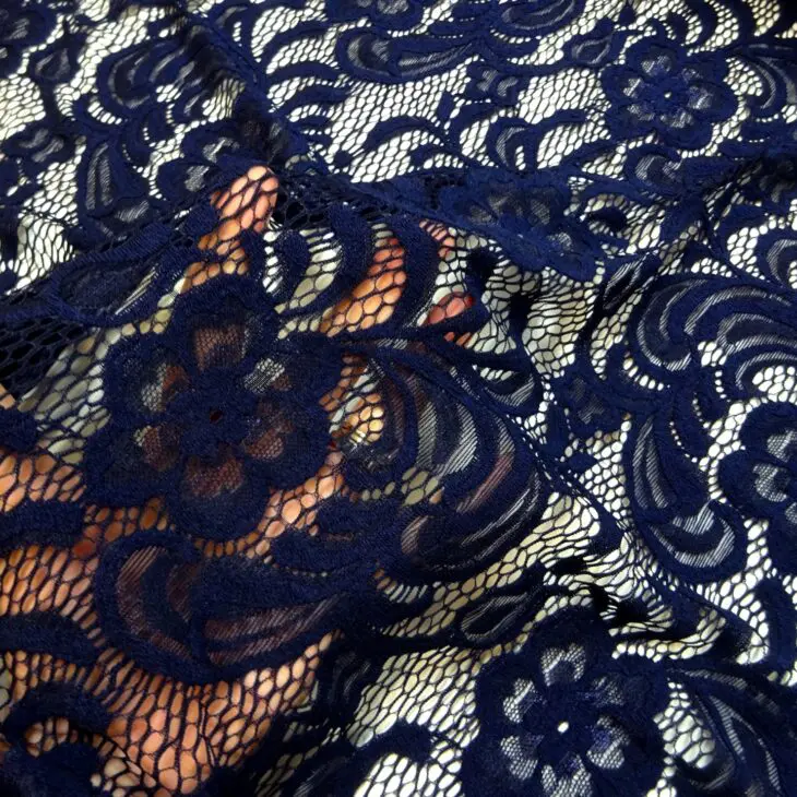 Lace Fabric With Stretch Scorpio Navy | Fabric Land
