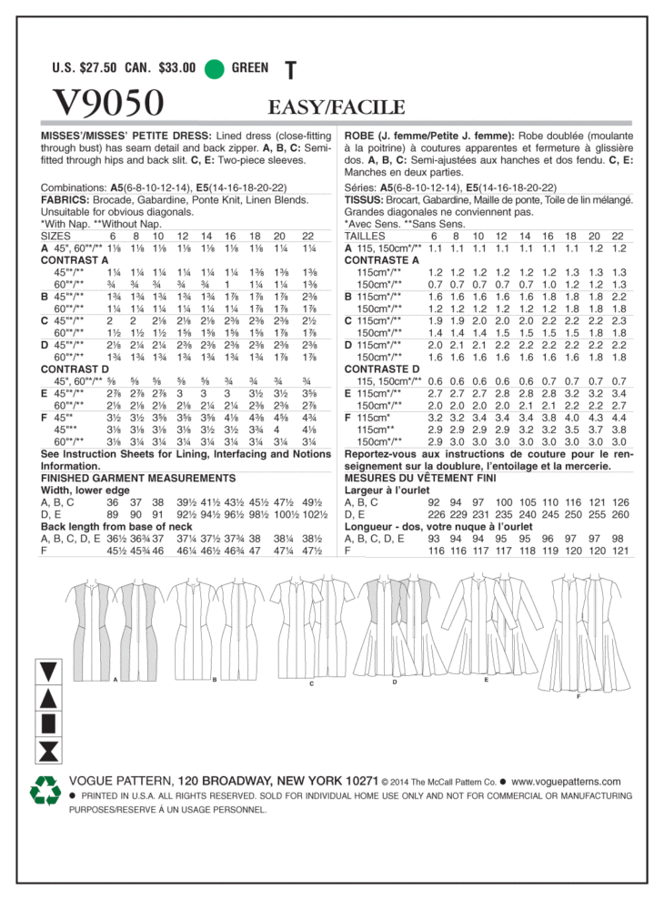 Vogue Sewing Pattern 9050 | Fabric Land
