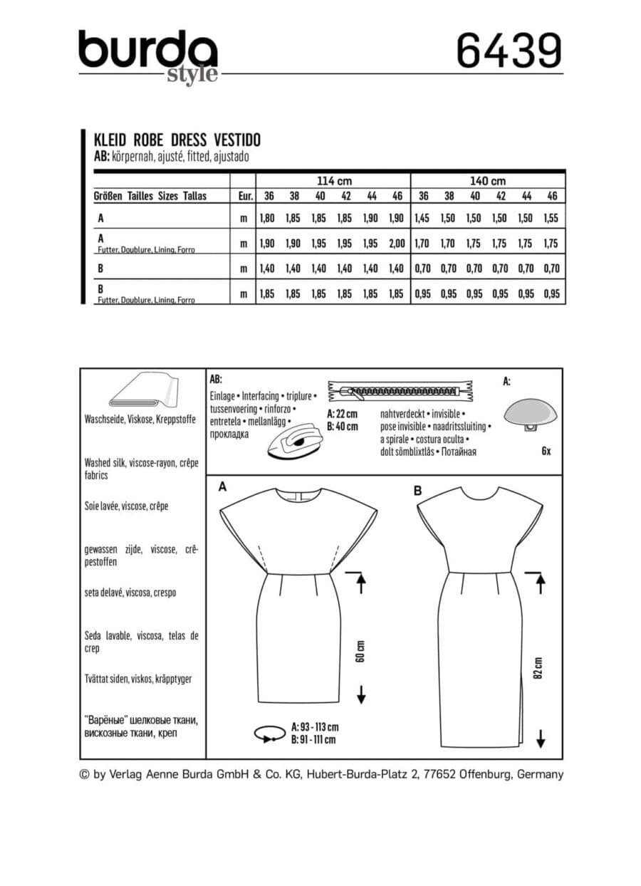 Burda Sewing Pattern 6439 - Great Quality and Service - Fabric Land