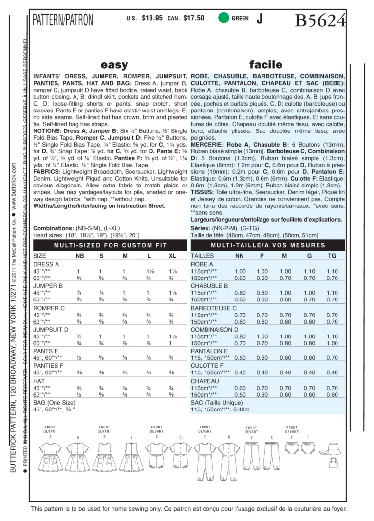 Butterick Sewing Pattern 5624 | Fabric Land