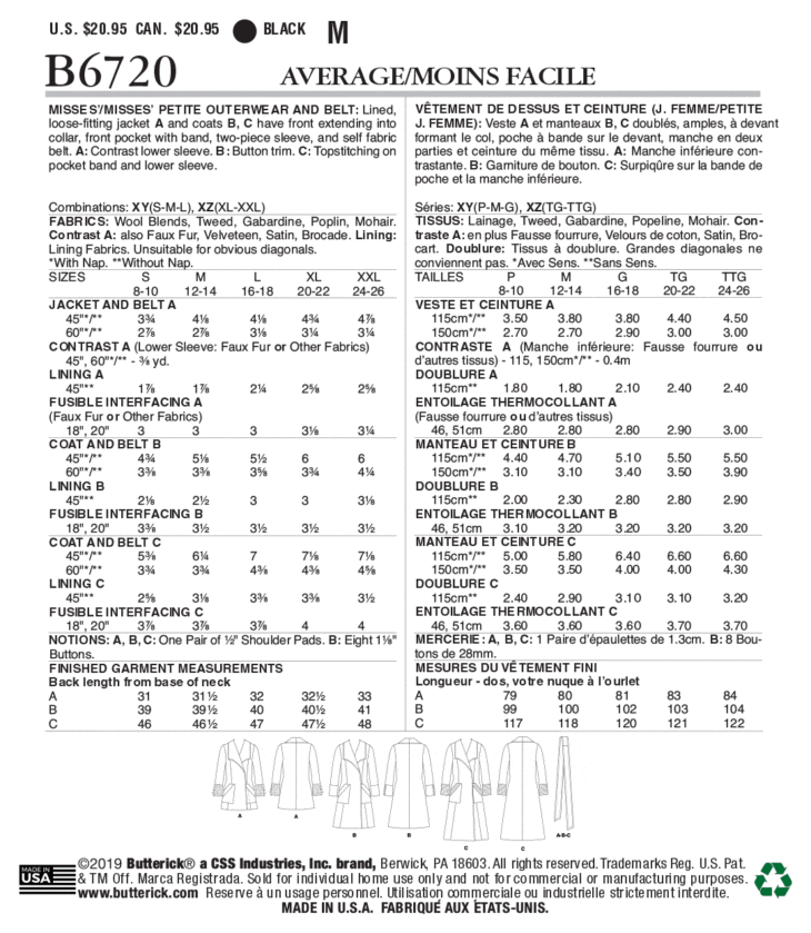 Butterick Sewing Pattern 6720 | Fabric Land