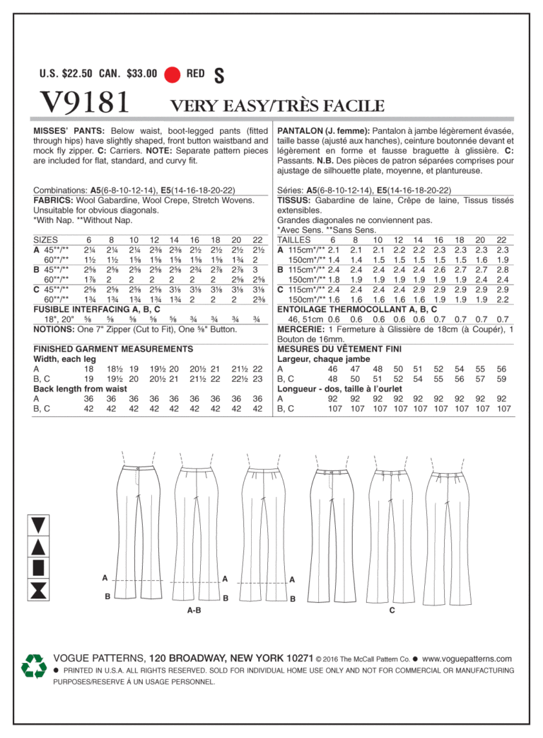Vogue Sewing Pattern 9181 | Fabric Land