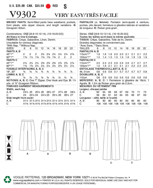Vogue Sewing Pattern 9302 | Fabric Land