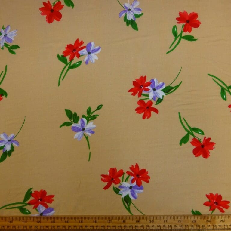 Viscose Fabric Floral Flower Dash Coral | Fabric Land