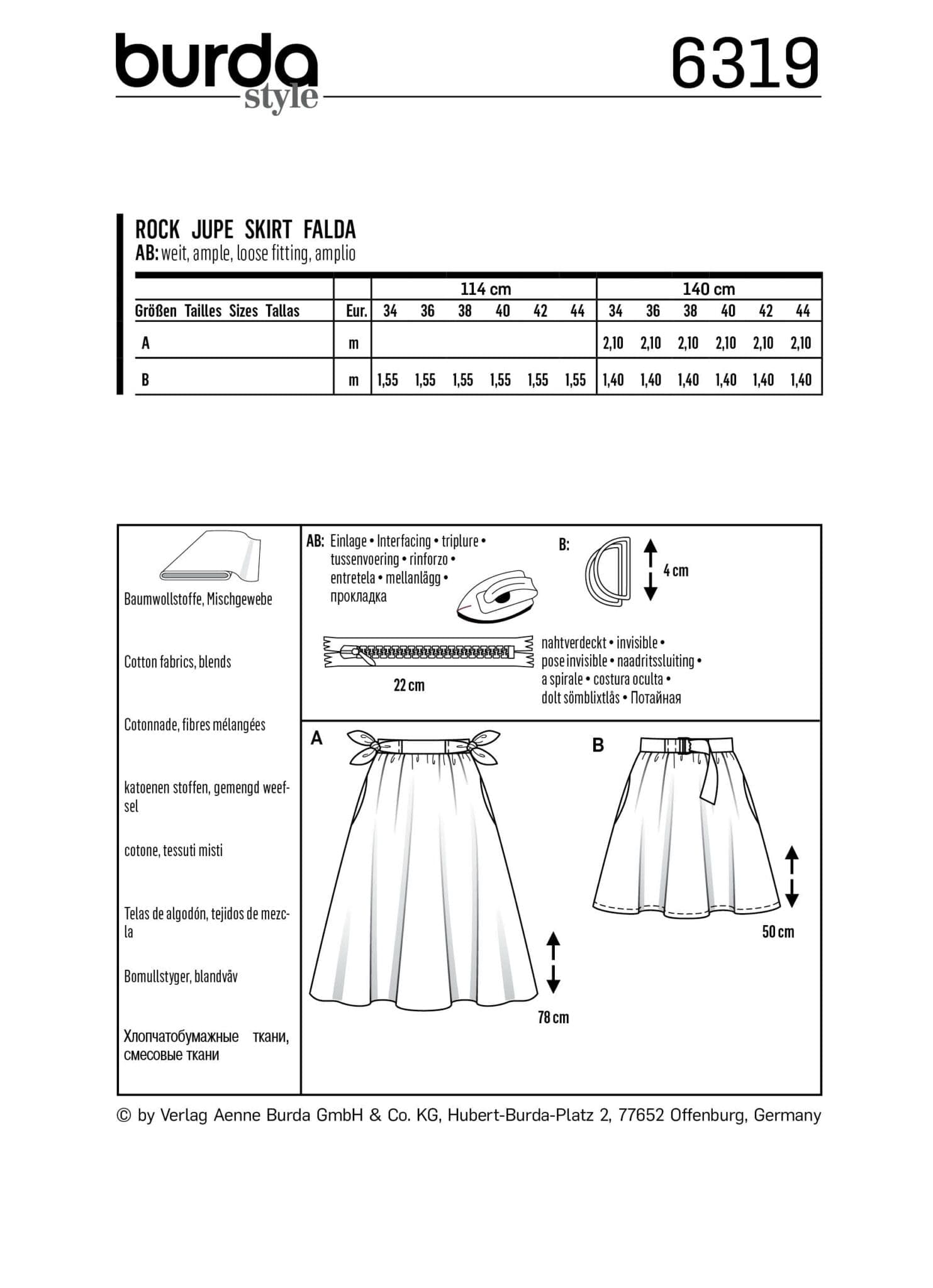 Burda Sewing Pattern 6319 | Fabric Land