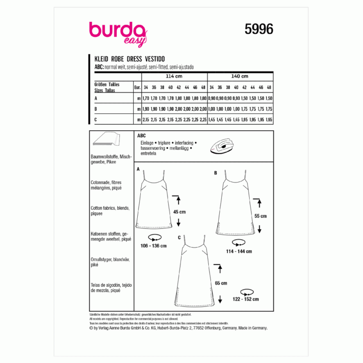 Burda Sewing Pattern 5996 | Fabric Land