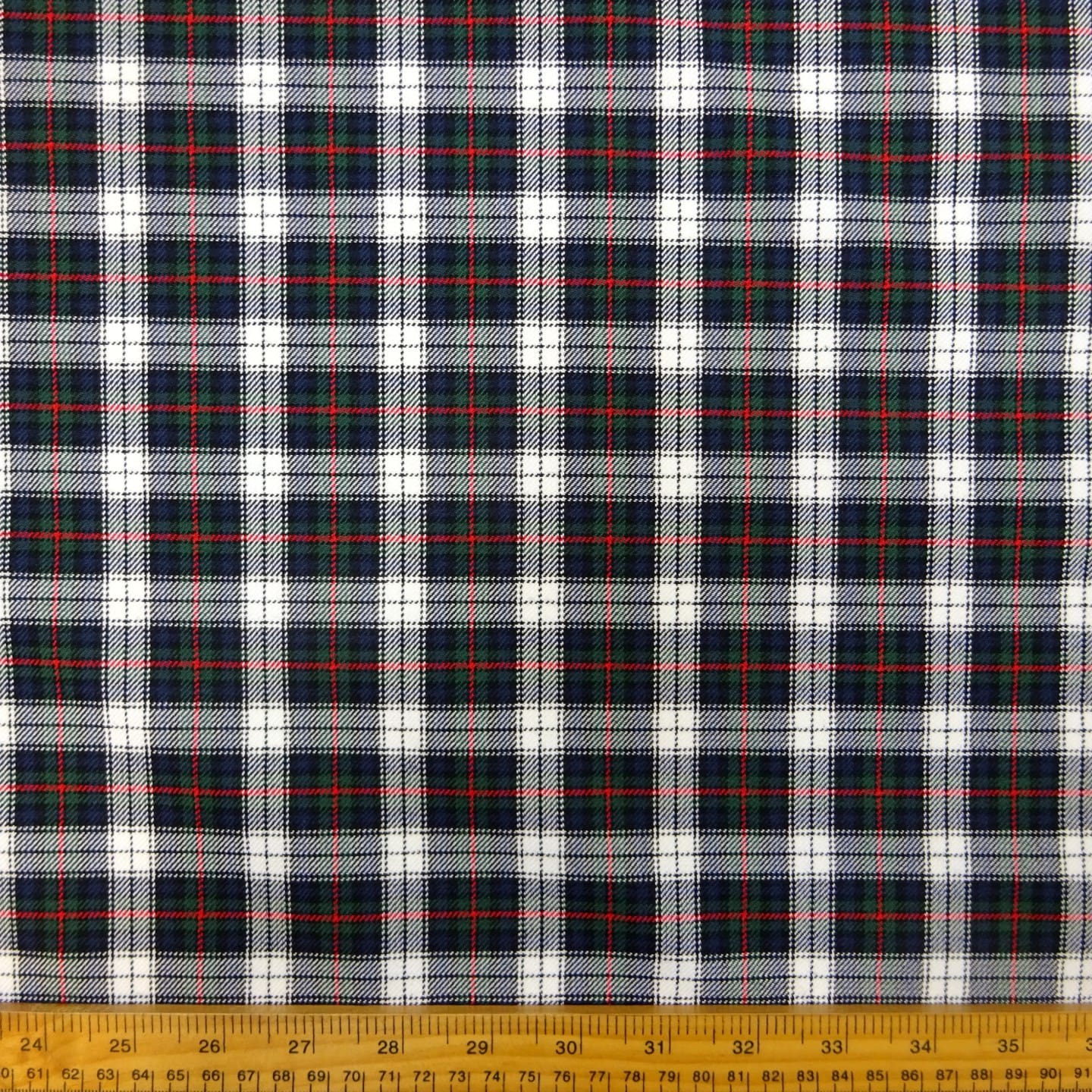 Tartan Fabric Twill Scottish Highlands Ivory Green Navy | Fabric Land