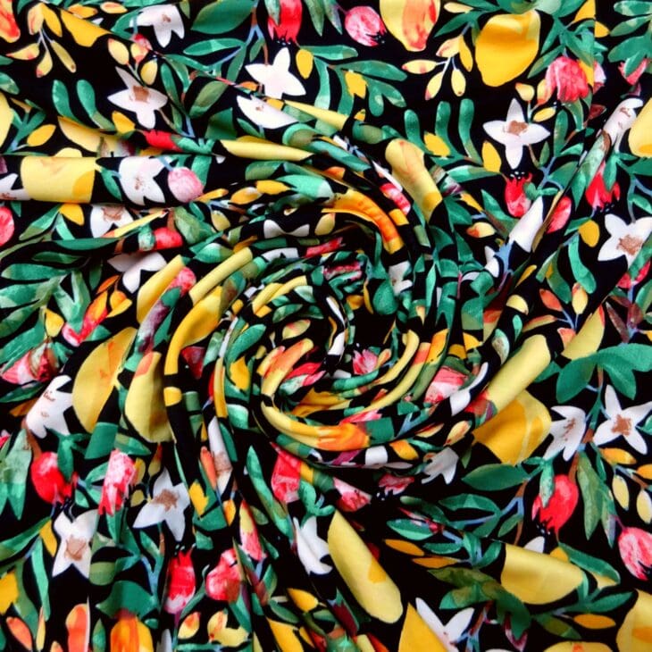 T-Shirting Fabric Lemon Crush Yellow Emerald Black | Fabric Land